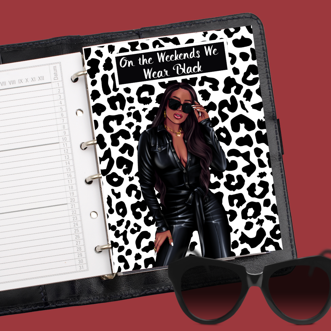 African American Girl and Leopard Print Planner Cover Set or Dashboard ...
